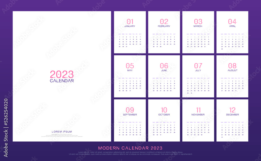 2023 Calendar Trendy Minimalist Style. Classic minimal calendar planner ...