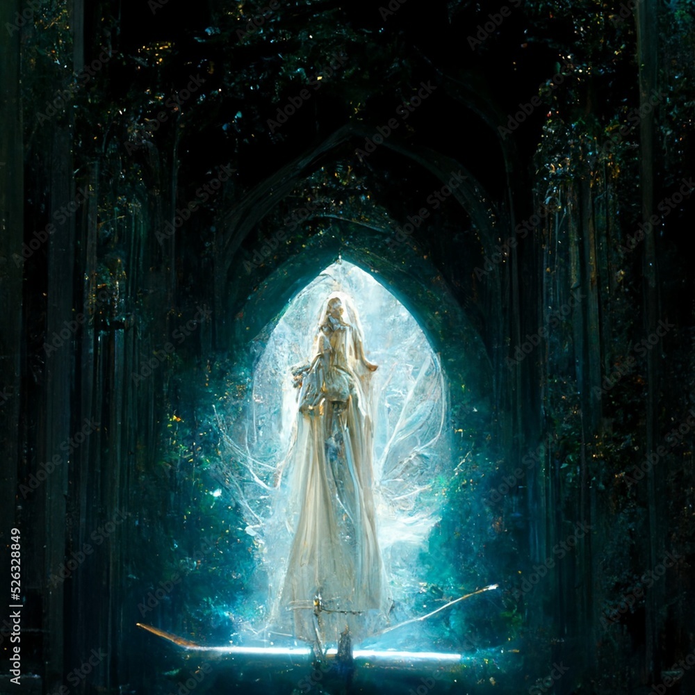 virgin Mary statue light beacon door heaven time travel fairy angel ...