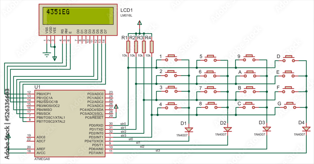 The vector electrical schematic diagram of a digital information output ...