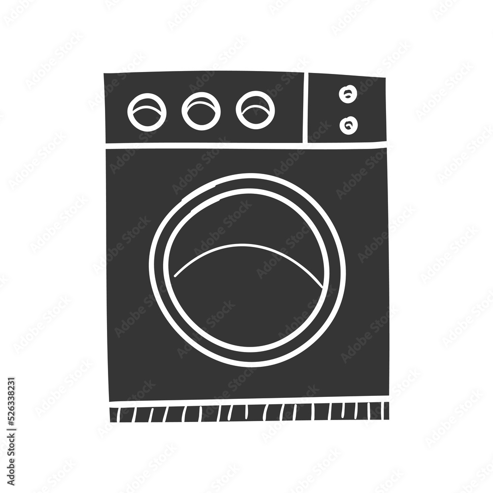 Washing Machine Icon Silhouette Illustration. Chores Vector Graphic ...