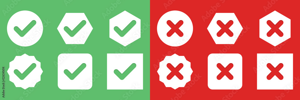 Image vectorielle Stock Check and wrong marks Icon Set, Tick and cross marks, Accepted,Rejected ...