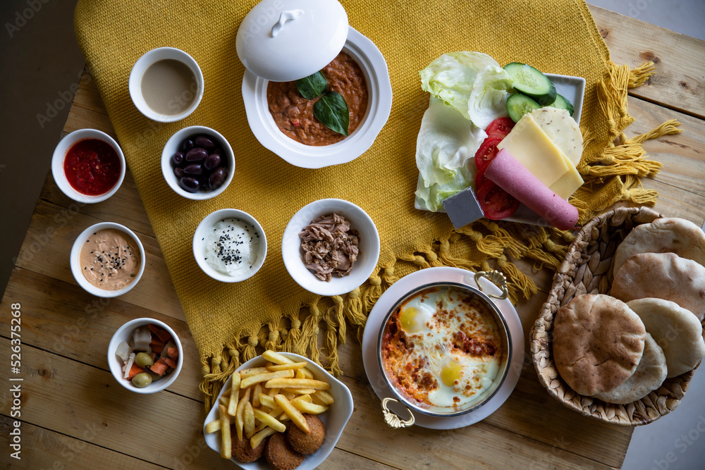 The Arab breakfast known in most Arab countries beans - tuna - eggs ...