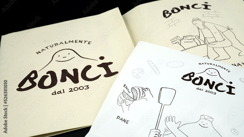 Rome, November 09, 2020: Logo and flyers of the BONCI pizzeria and ...