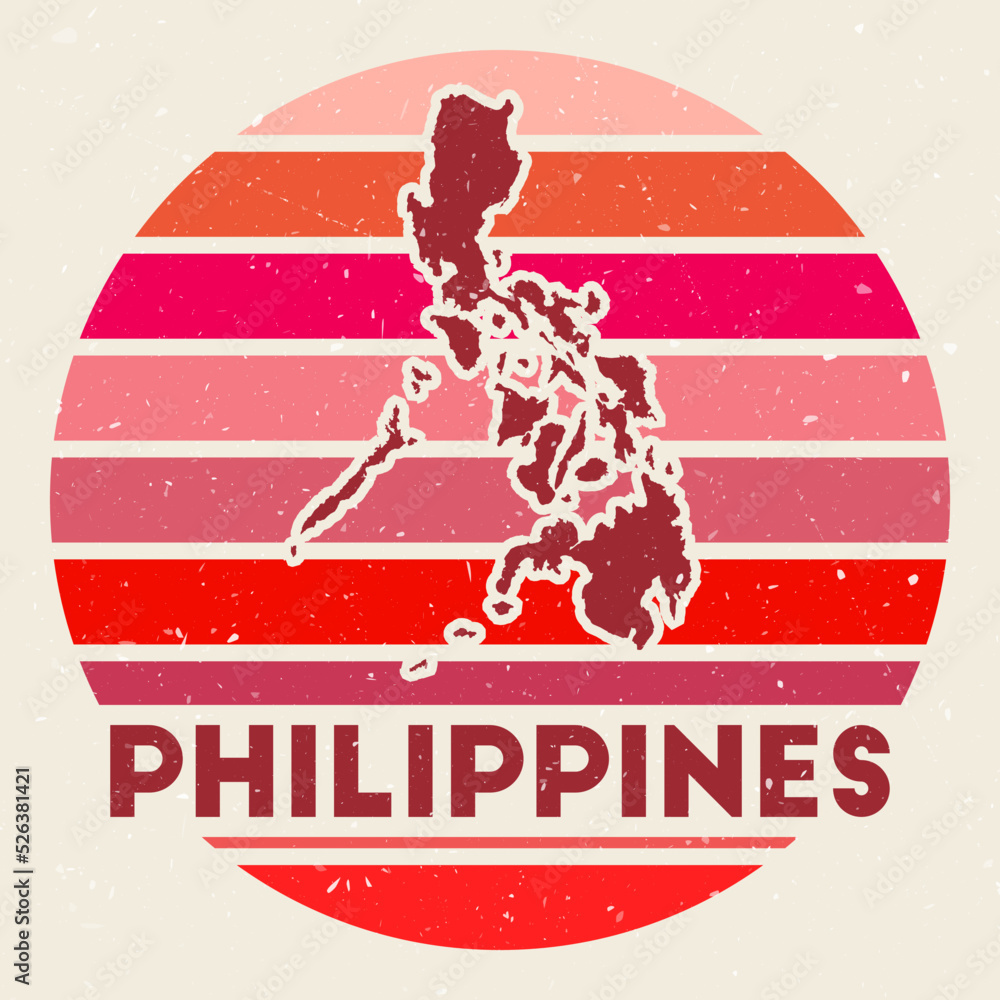 Philippines logo. Sign with the map of country and colored stripes ...