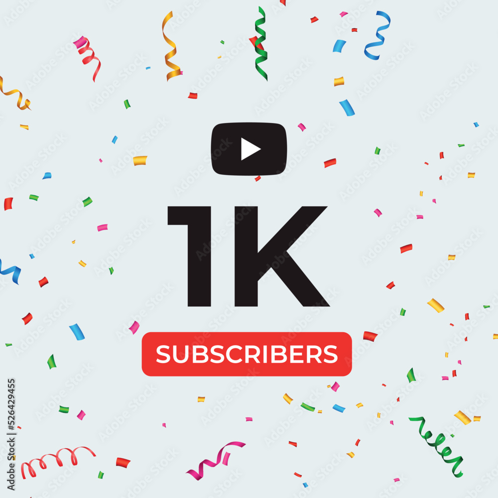 Thank you 1k or 1 thousand subscribers celebration template. Premium design for social media ...