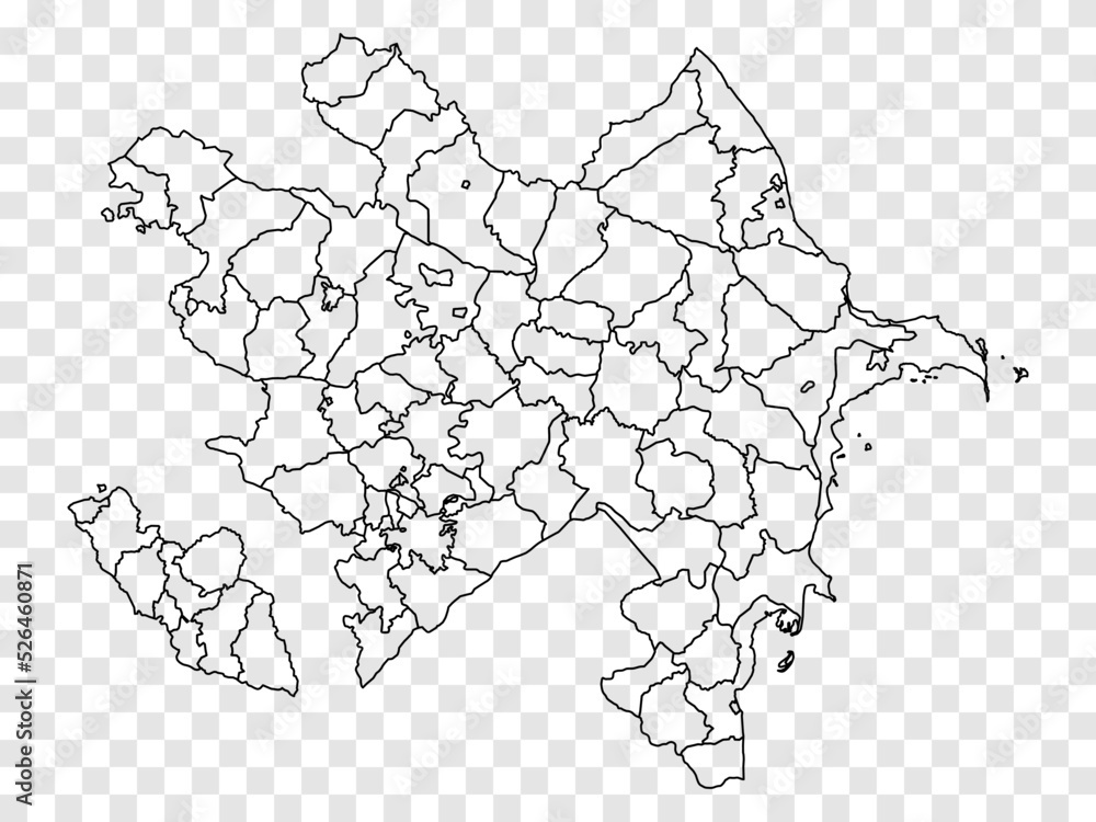 Blank map Azerbaijan. High quality map regions of Azerbaijan on transparent background for your ...