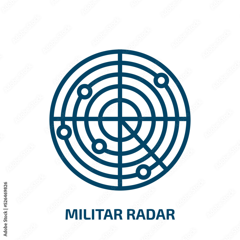militar radar icon from army and war collection. Thin linear militar ...