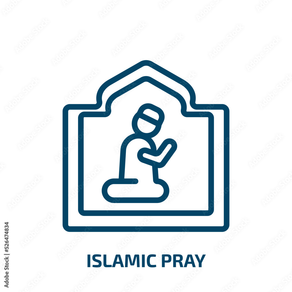 islamic pray icon from religion collection. Thin linear islamic pray ...