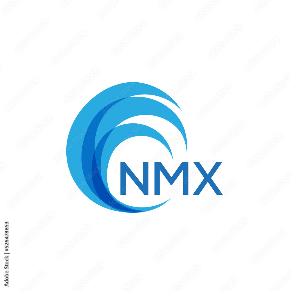 NMX letter logo. NMX blue image on white background. NMX Monogram logo ...