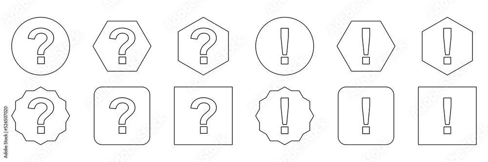 Question mark Icon Set, FAQ sign, Help symbol. Exclamation mark Icon ...