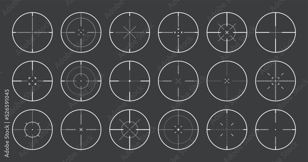 Стоковое векторное изображение «Various sniper rifle sights, weapon ...