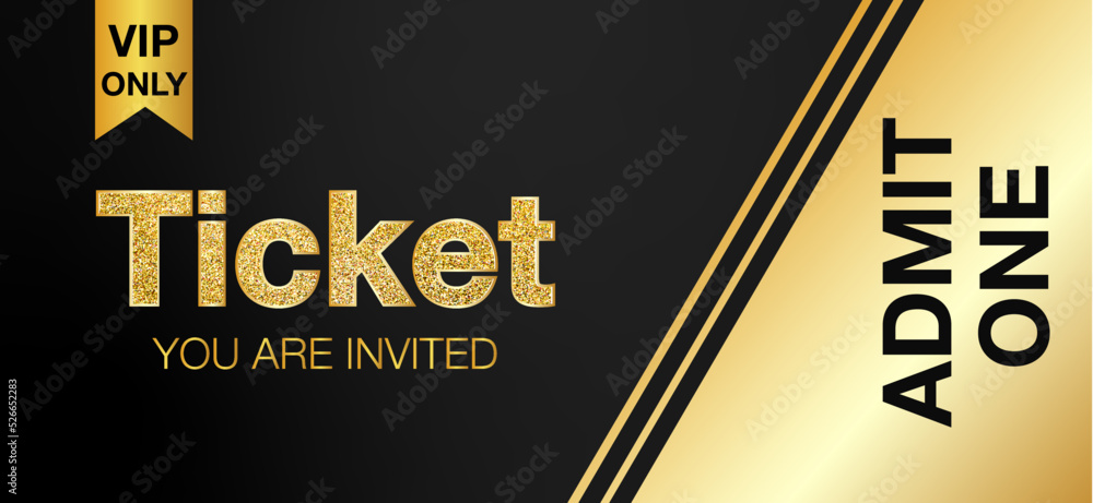 Premium VIP Ticket invitation with gold element and elegant luxury ...