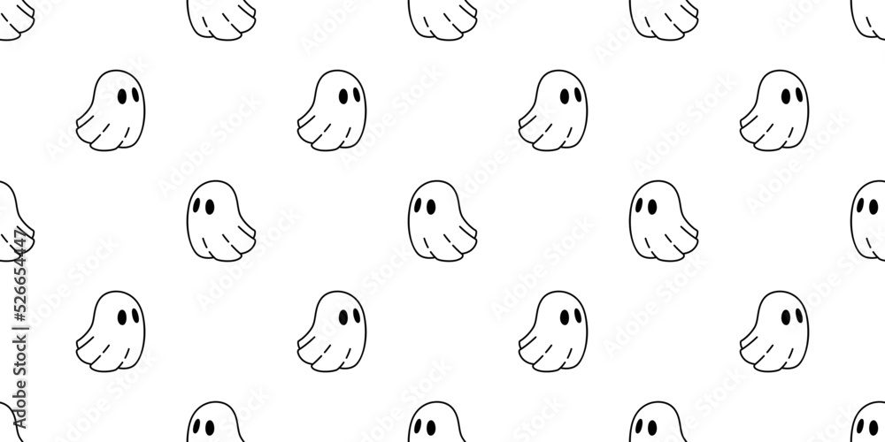 Ghost seamless pattern spooky Halloween vector scarf isolated tile background repeat wallpaper ...