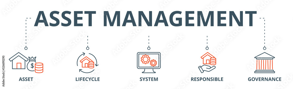 Asset management banner web icon vector illustration concept with icon ...
