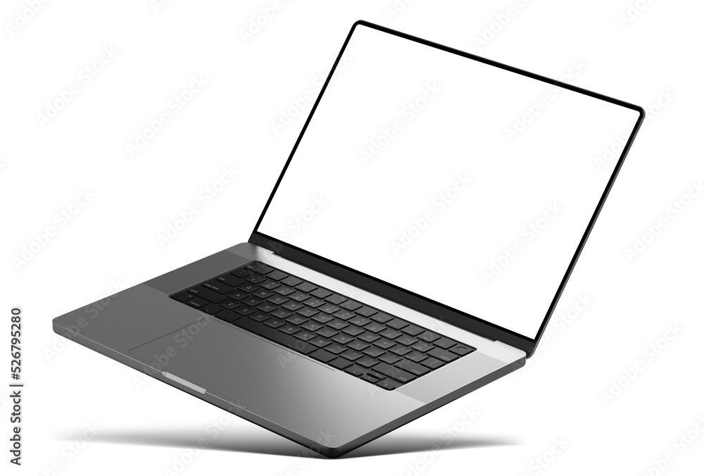 Ilustración de Stock Laptop rotated standing on the corner with shadow ...