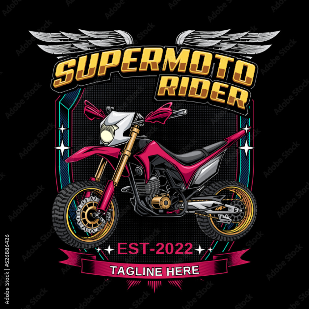 Stock-Vektorgrafik „Supermoto Rider Logo illustration“ | Adobe Stock