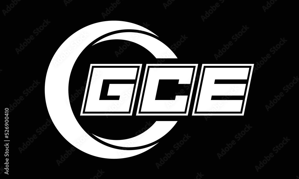 GCE three-letter circle logo design. custom font black and white logo ...