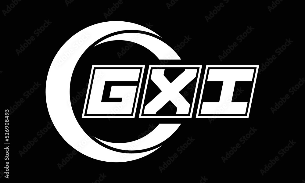 GXI three-letter circle logo design. custom font black and white logo ...