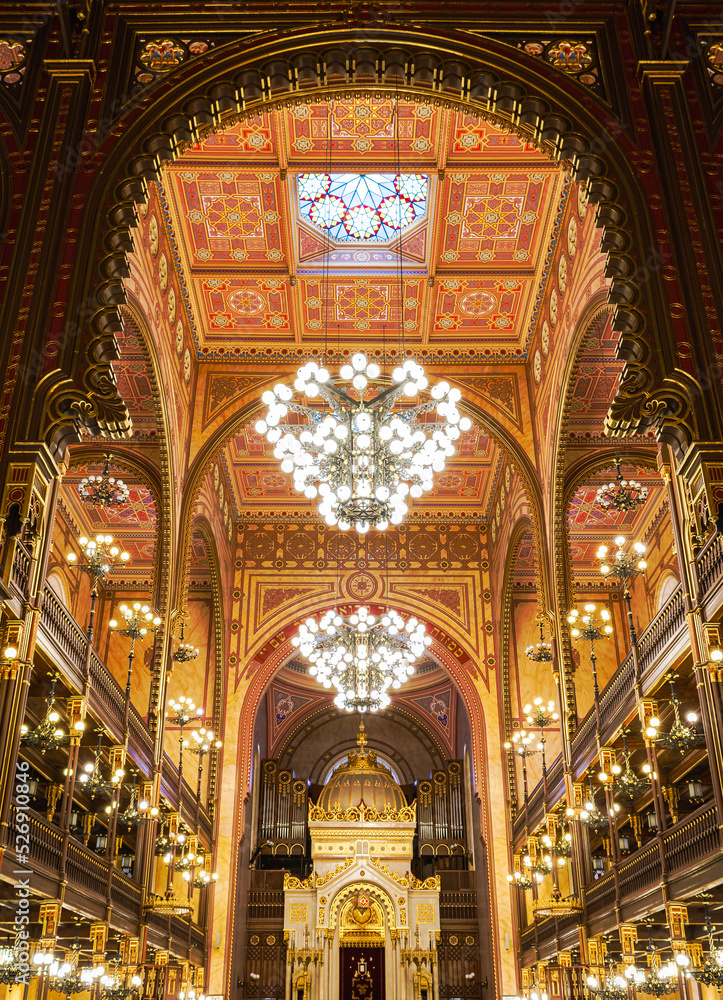 Budapest, Hungary. Inside of the Dohany street Synagogue. This is an ...