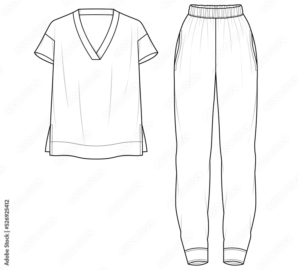 mens sleepwear set top and bottom deep v neck short sleeve t shirt and ...