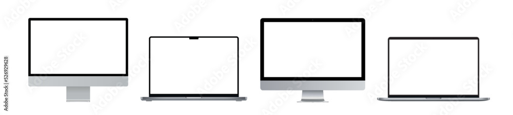 Device screen set .Laptop computer monitor. Realistic devices mockup set. Empty screen mock-up ...
