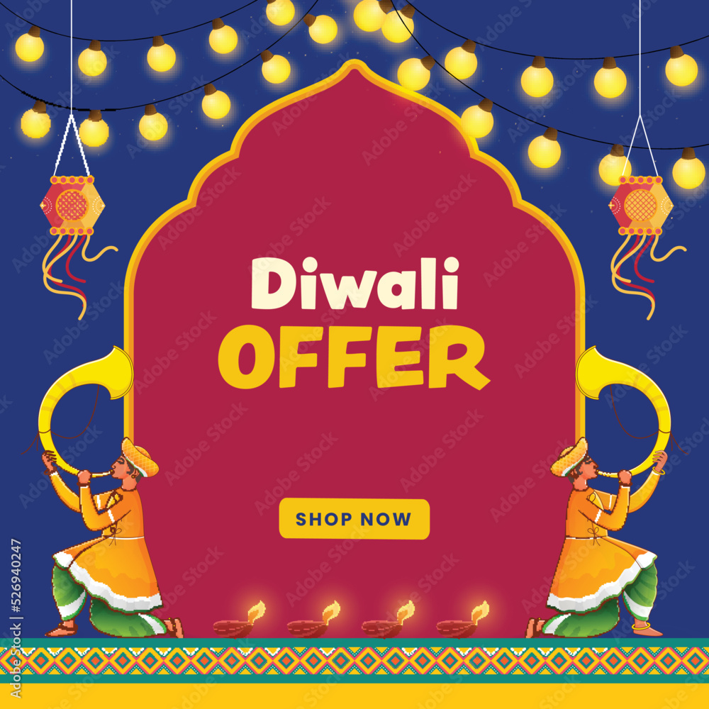 Diwali Sale Poster Design With Tutari Player Men In Traditional Attire ...