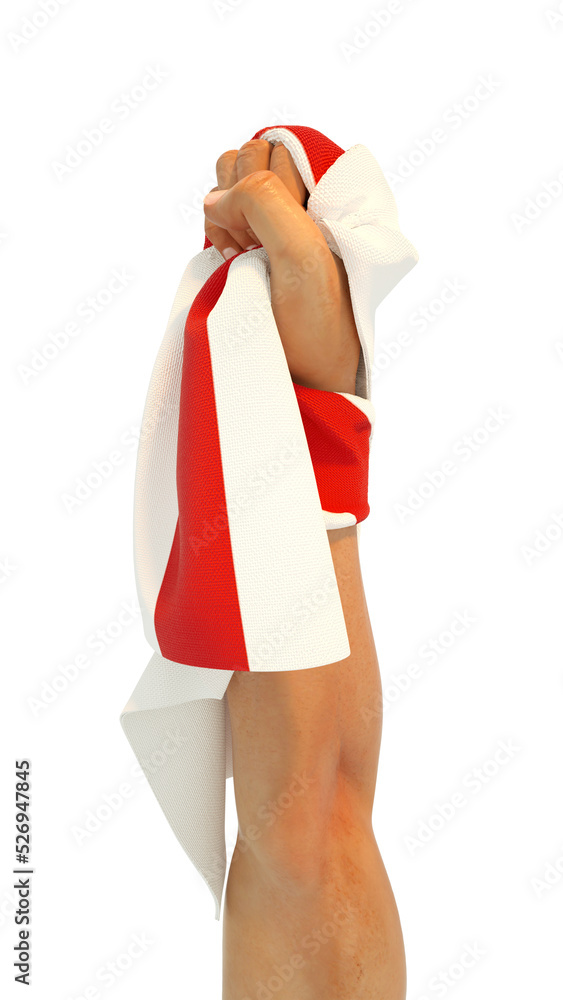 Hand fist holding English flag. Hand lifted and grabbing flag isolated ...