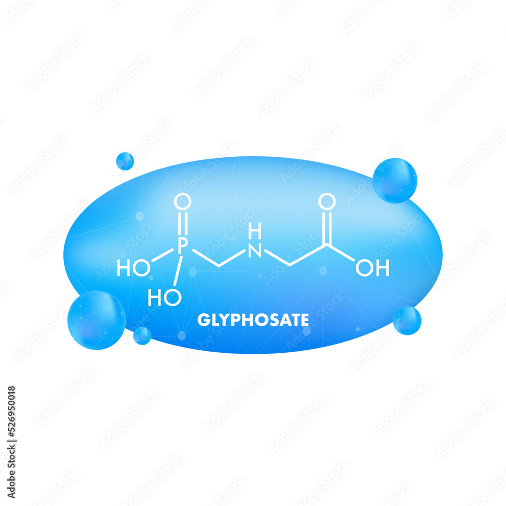 Glyphosate formula. Glyphosate herbicide molecule. Vector illustration ...