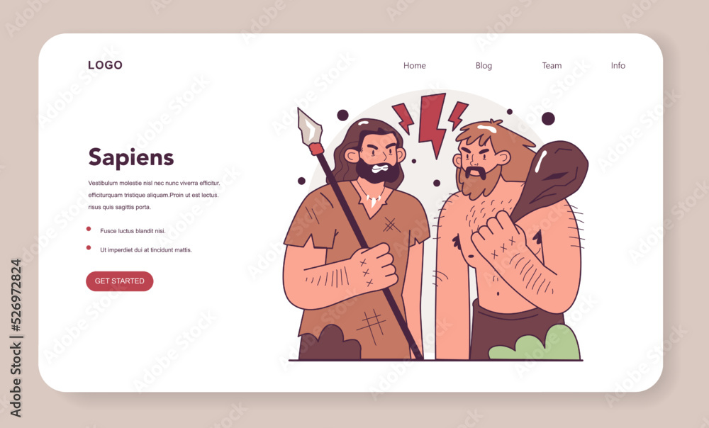 Neanderthal vs homosapien war. Neanderthal people extinction. 素材庫向量圖 ...