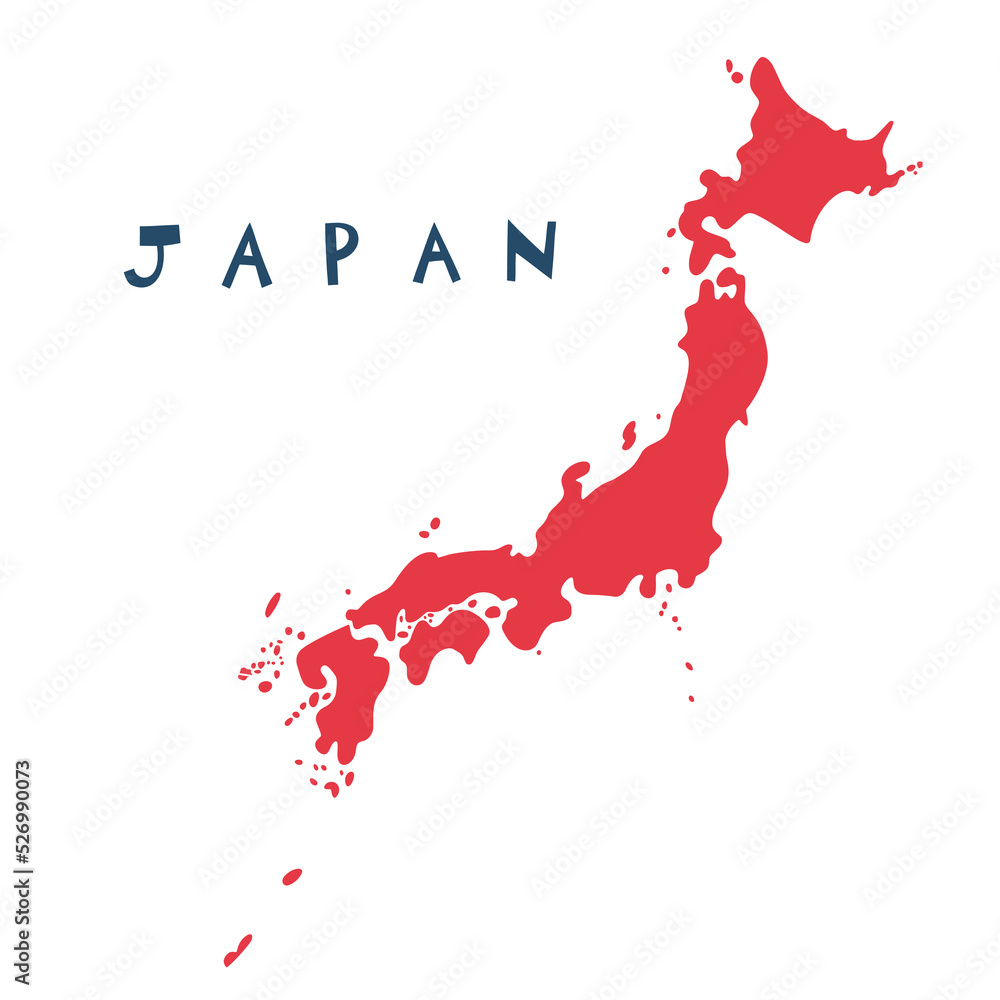 Vector hand drawn stylized map of Japan. East map element. Japanese ...