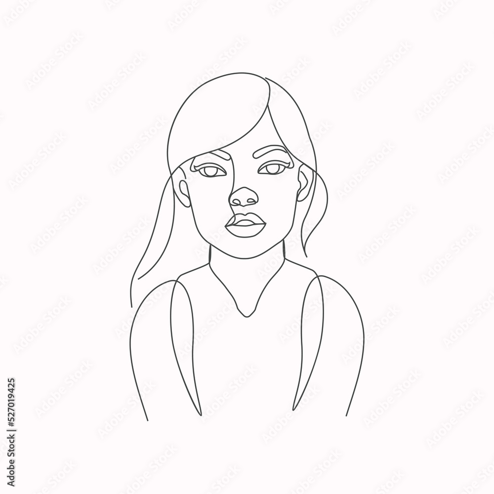 Abstract Beauty woman face and figure drawing elegant line art style ...