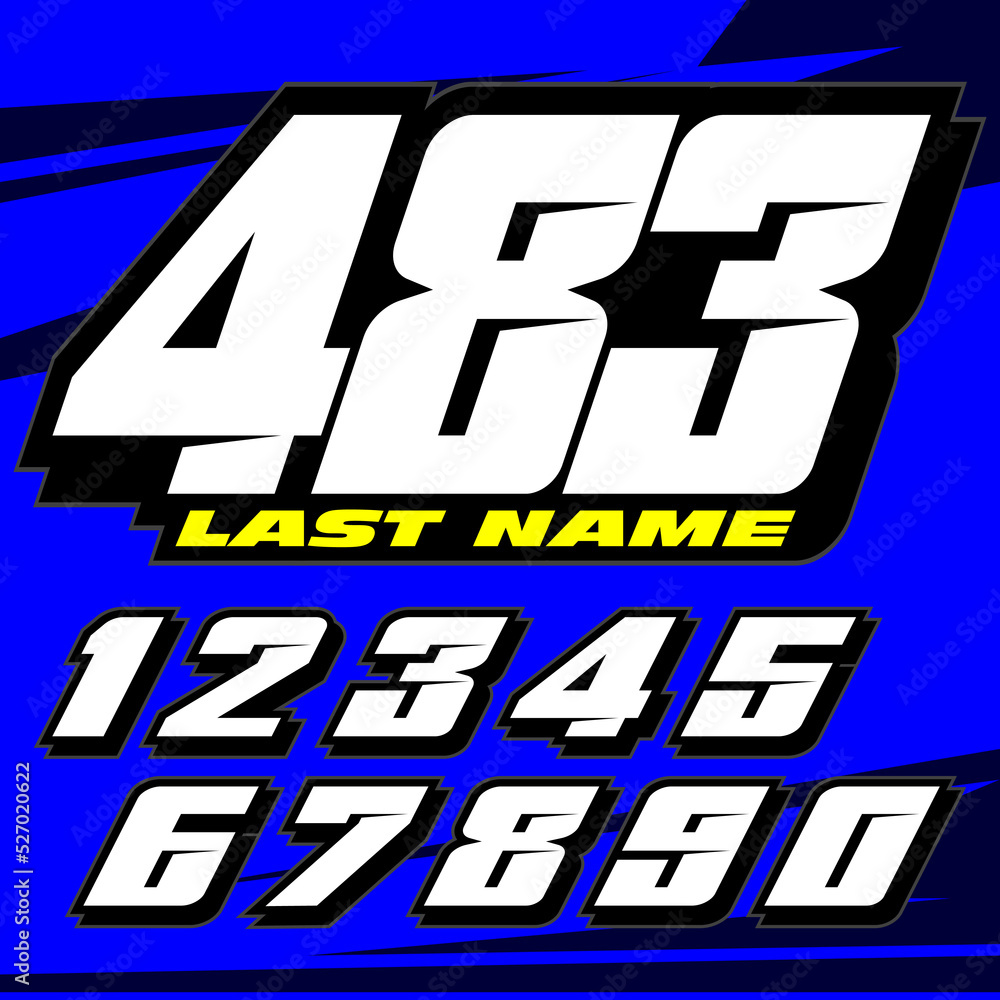 Motocross Style Number set Stock Vector | Adobe Stock