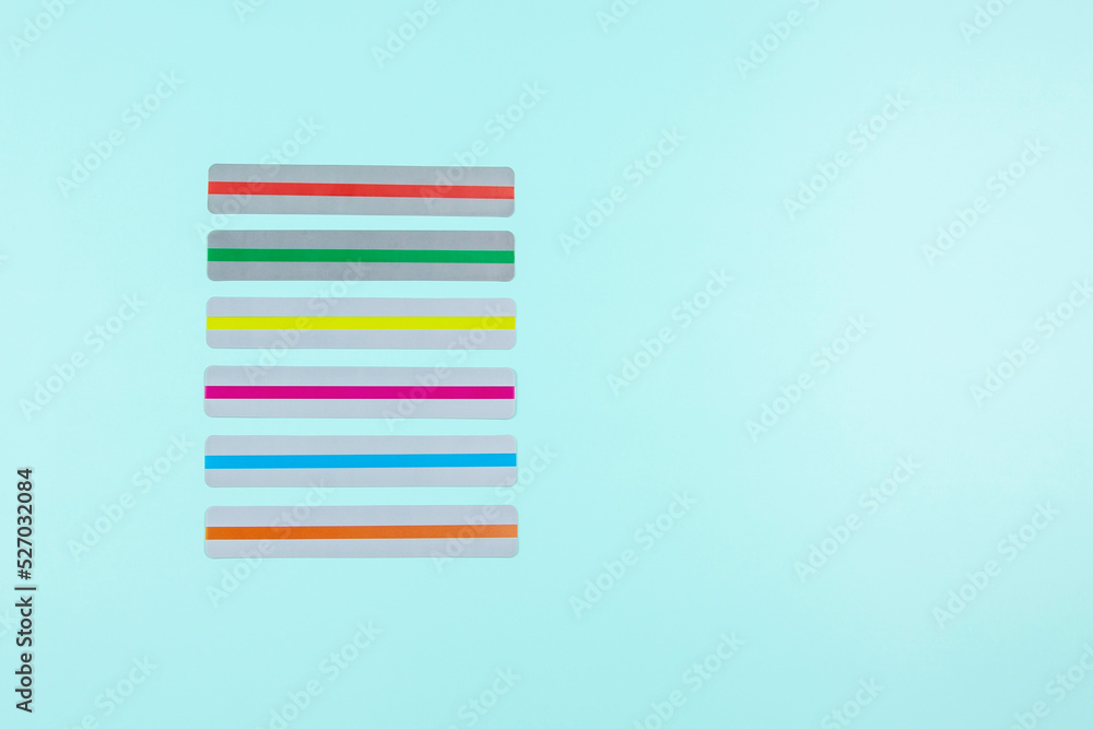 Dyslexia. Different colors reading highlight bookmark overlays strips ...