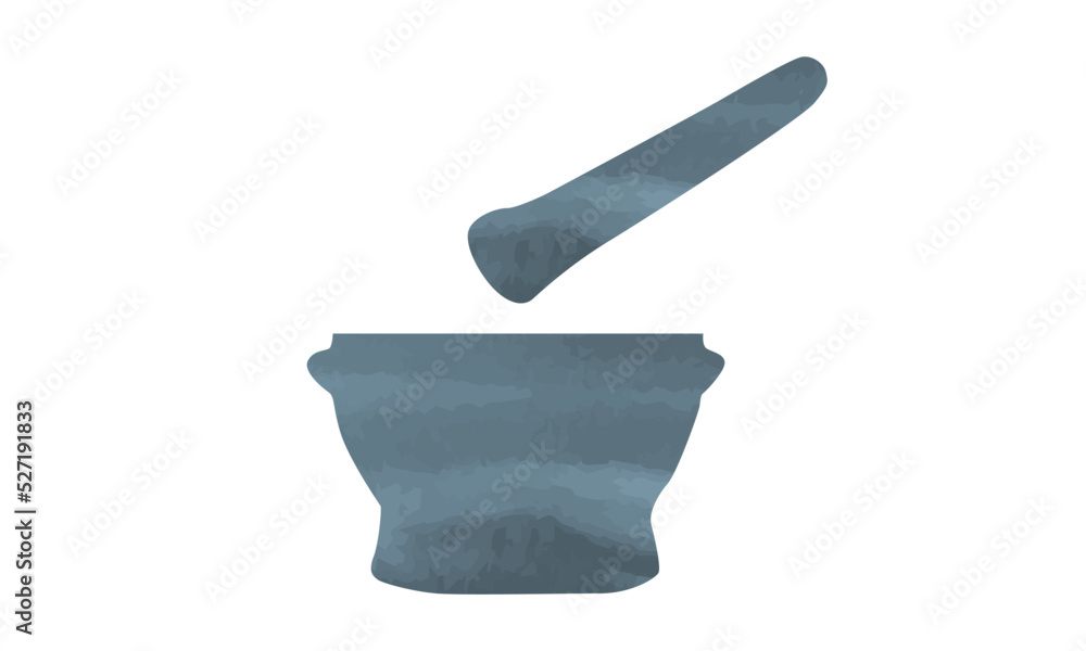 Simple mortar and pestle watercolor style vector illustration isolated ...