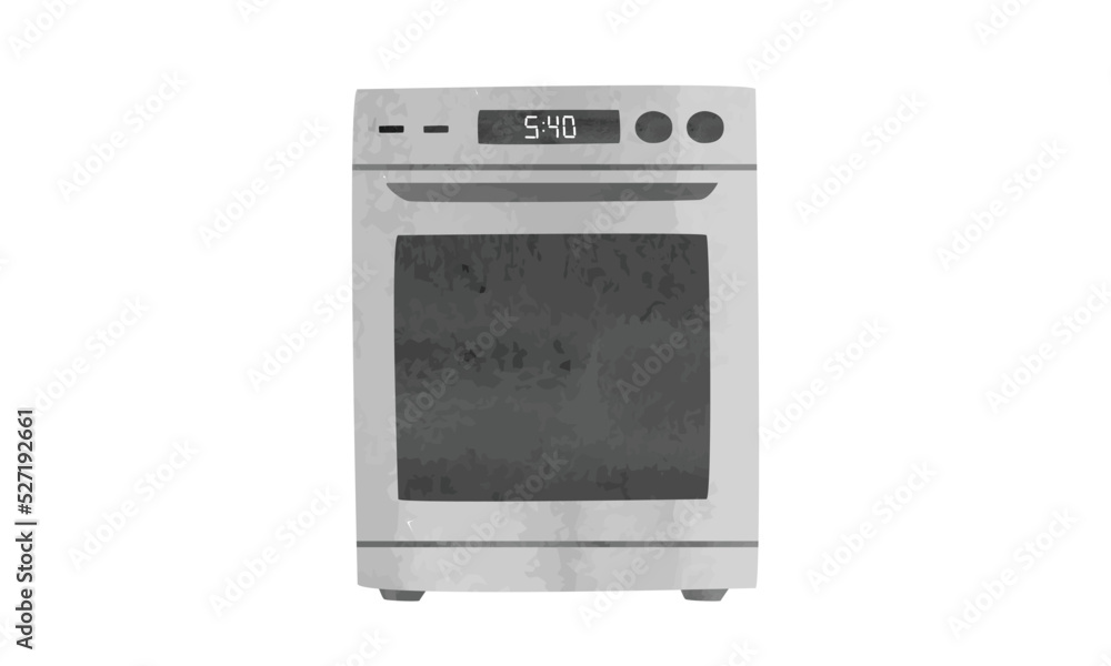 Domestic gas oven watercolor style vector illustration isolated on ...