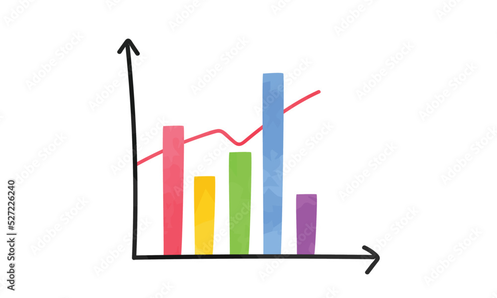 เวกเตอร์ Stock Combo Chart Clipart Simple Combo Graph Watercolor Style Vector Illustration