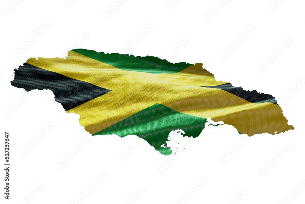 Jamaica country shape with national flag. Map outline contour. PNG icon ...