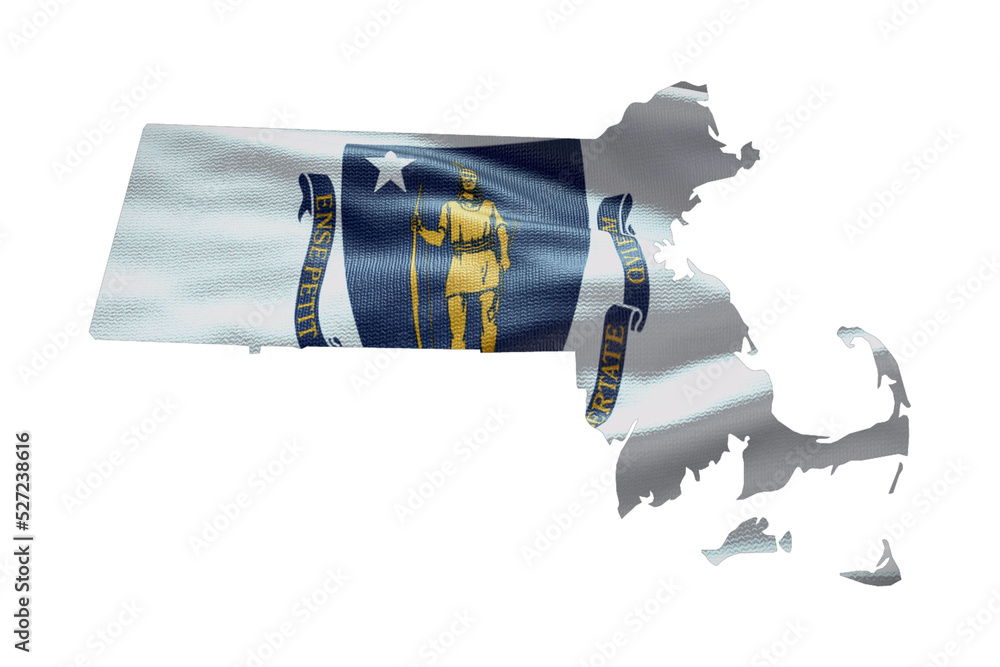 Massachusetts state map shape with flag. PNG icon Stock Illustration ...