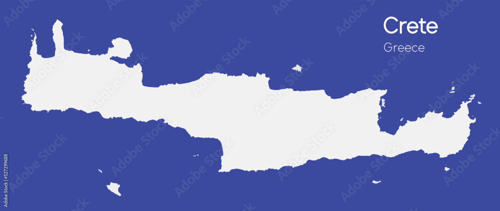 Crete vector map silhouette high detailed isolated. White illustration ...