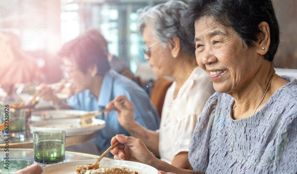 Happy elderly twin senior people society lifestyle concept. Ageing Asia ...