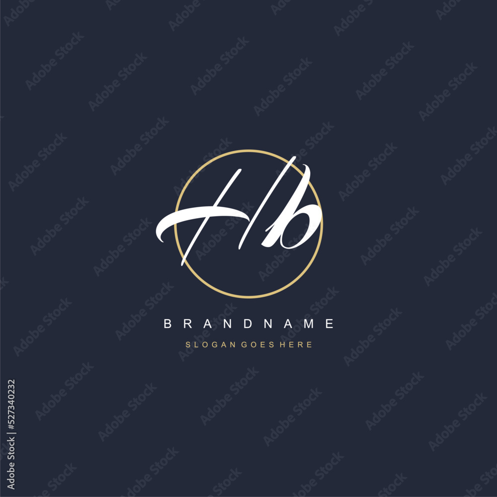 Initial letter HB logo monogram feminine style with circle line design ...