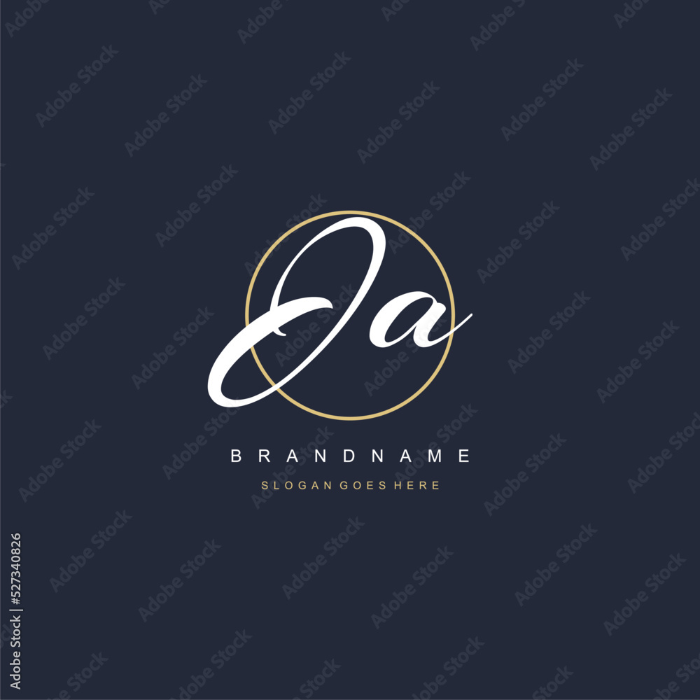 Initial letter JA logo monogram feminine style with circle line design ...