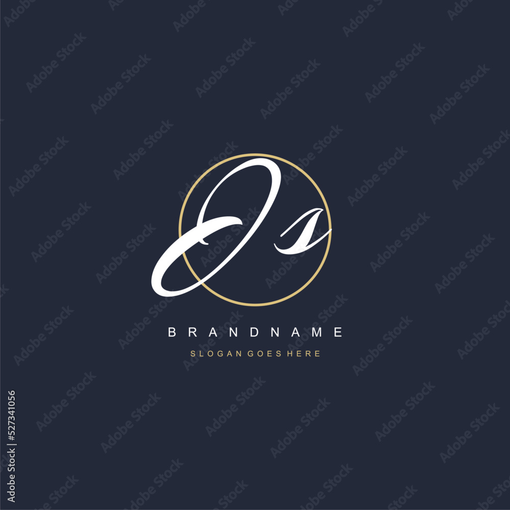 Initial letter JS logo monogram feminine style with circle line design ...