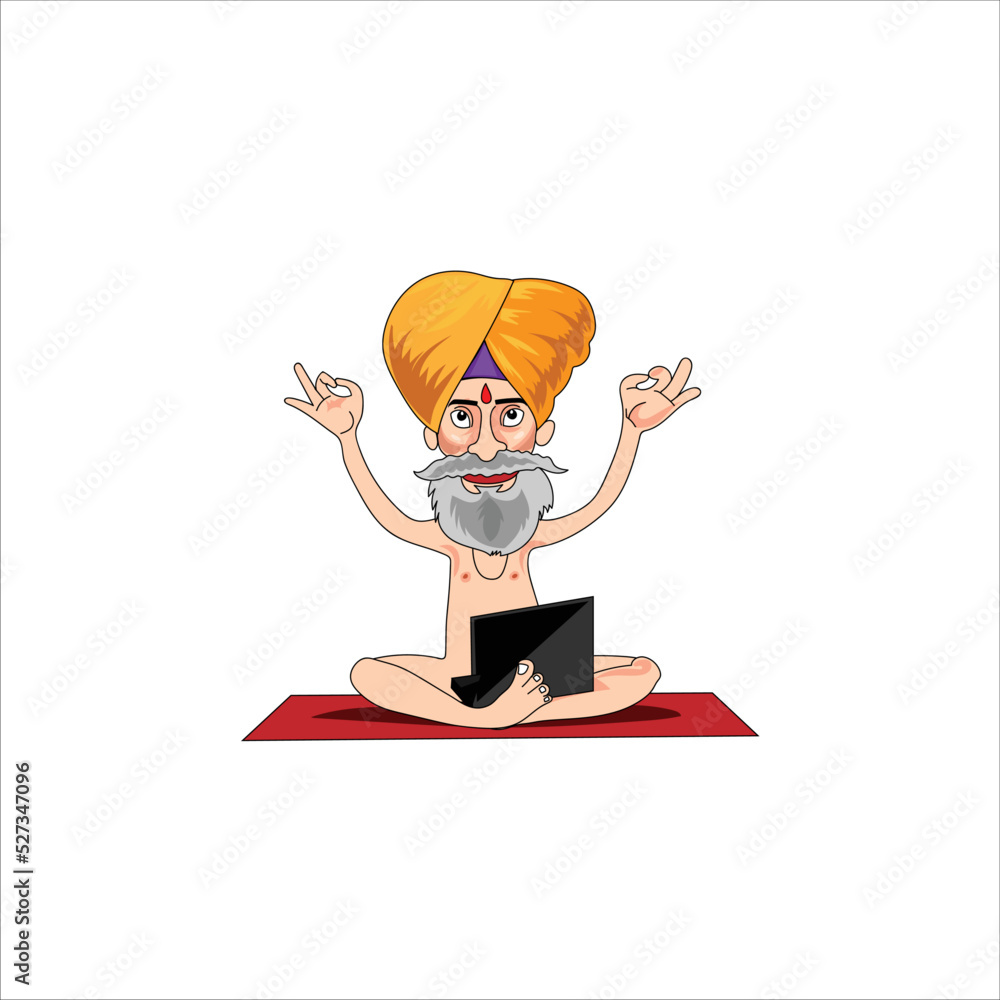 Sikh doing yoga meditation vector illustration Stock Vector | Adobe Stock