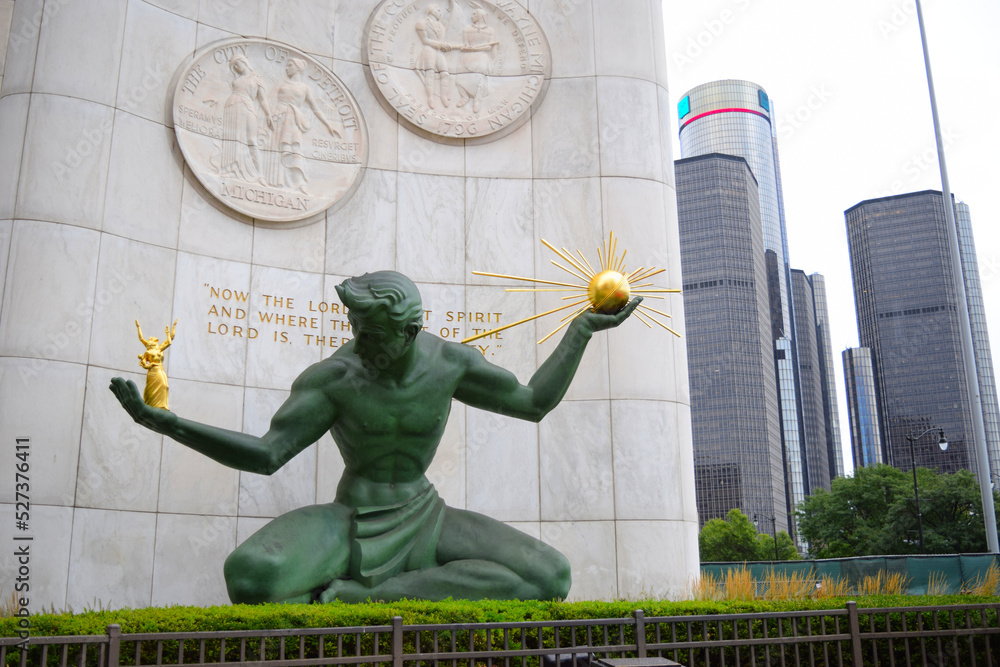 Spirit of Detroit statue in downtown Detroit. Iconic symbol of largest ...