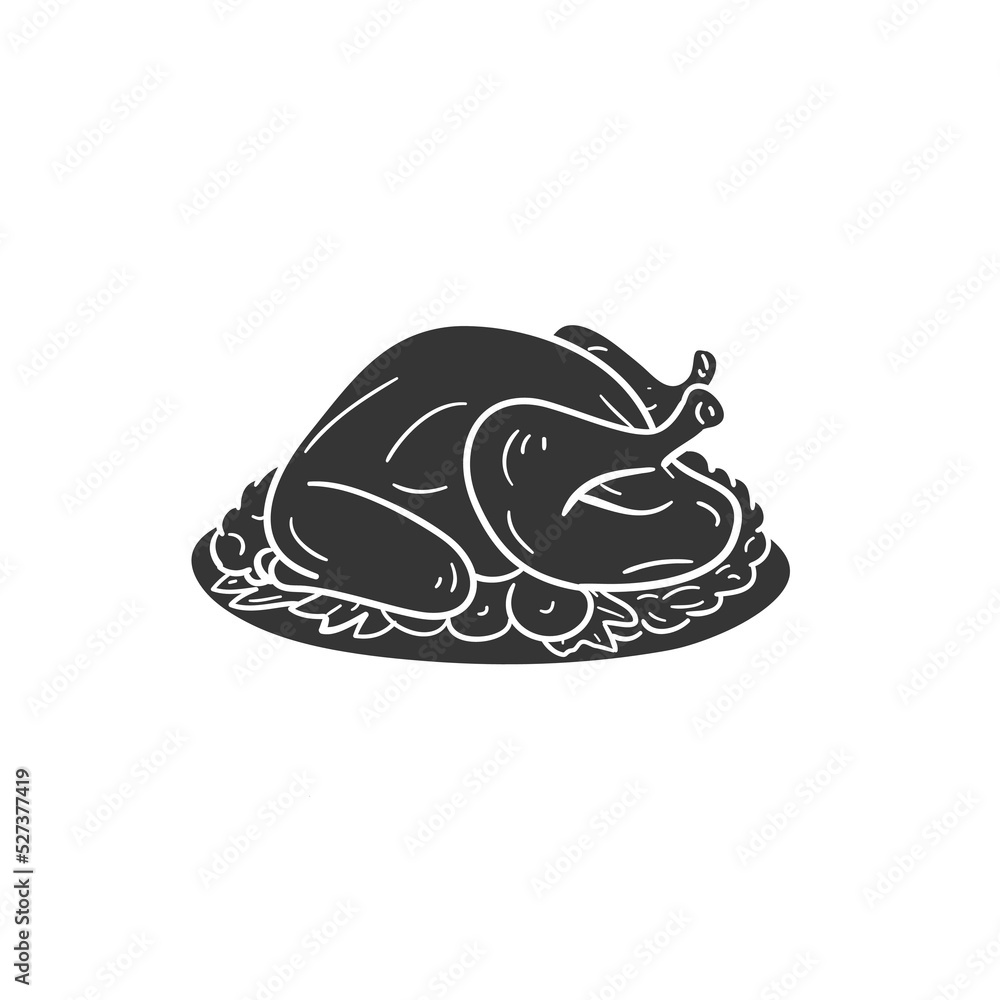Turkey Dish Icon Silhouette Illustration. Thanksgiving Vector Graphic ...