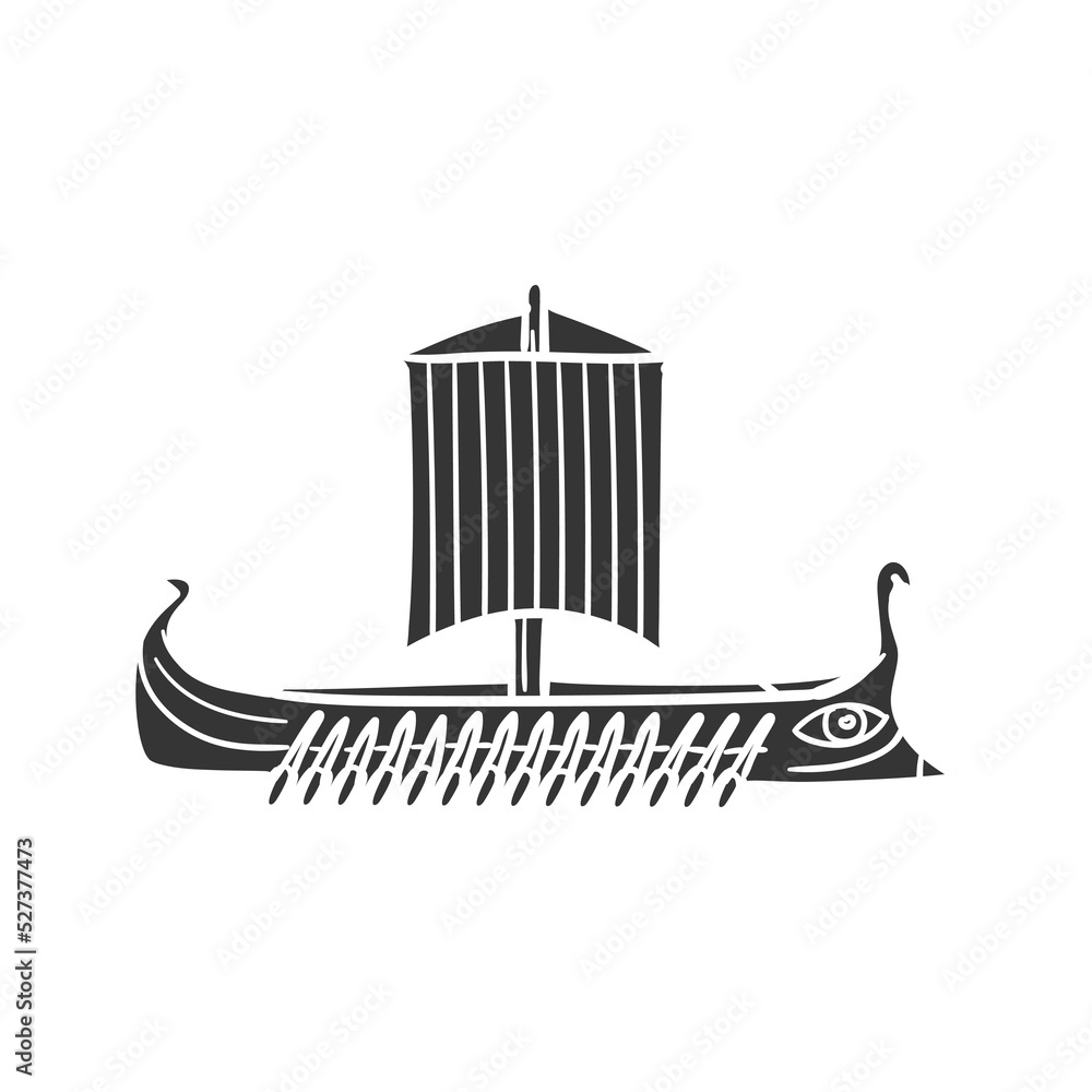 Ancient Boat Icon Silhouette Illustration. Ship Vector Graphic ...