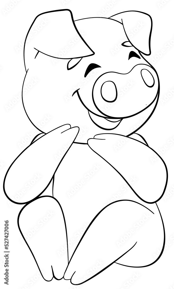 Pig. Element for coloring page. Cartoon style. Stock Vector | Adobe Stock