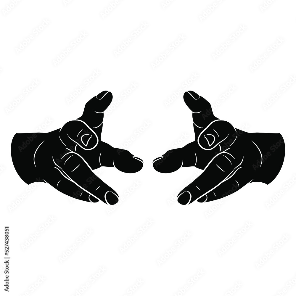 Two human hands with clenched fingers. Reaching forward gesture. Empty ...