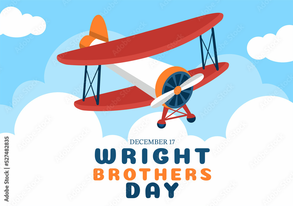 Vector de Stock Wright Brothers Day on December 17th Template Hand ...